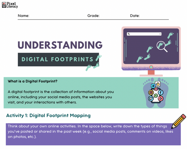 Digital Footprints Worksheet – Pixel Literacy
